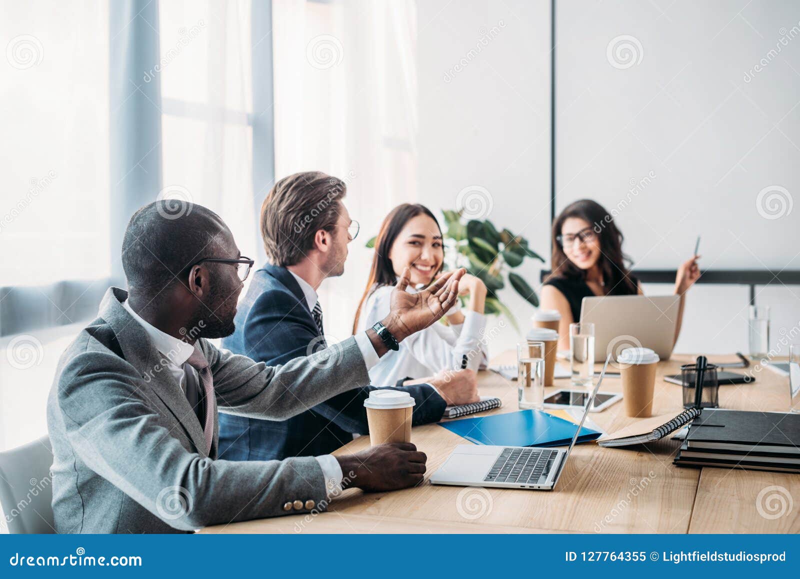 Selective Focus of Multicultural Business People Having Business ...