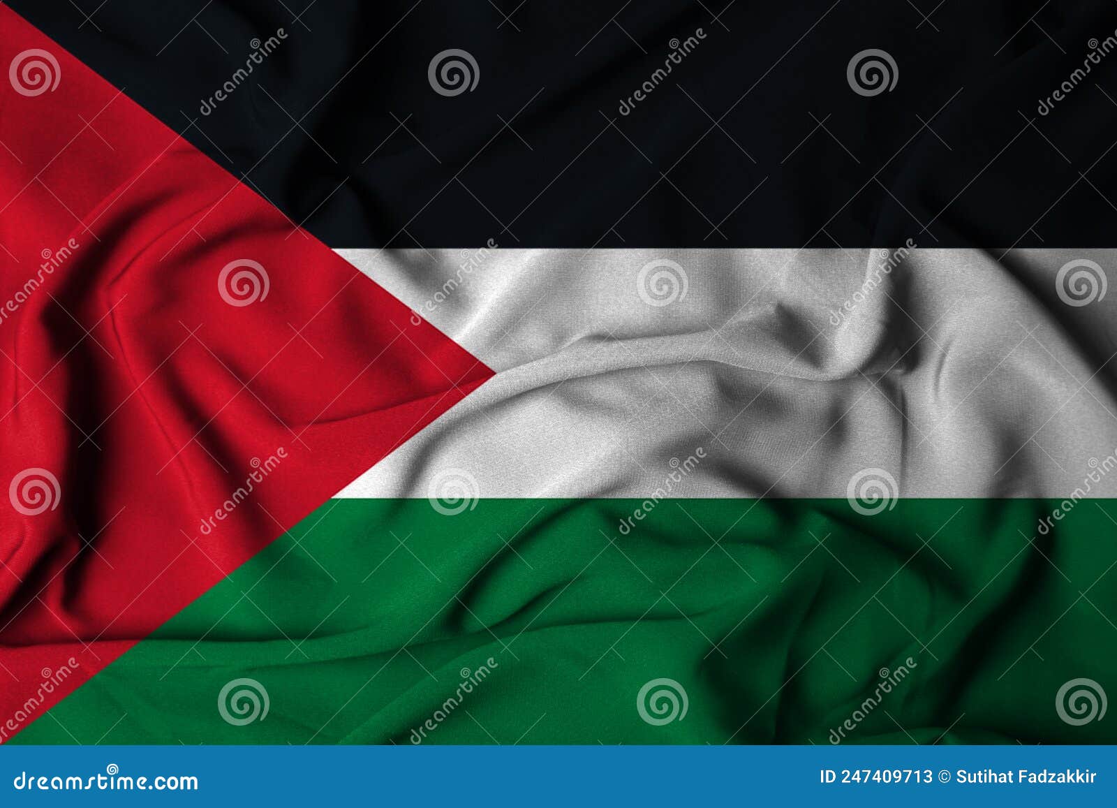 Selective Focus of Palestine Flag, with Waving Fabric Texture. 3d ...