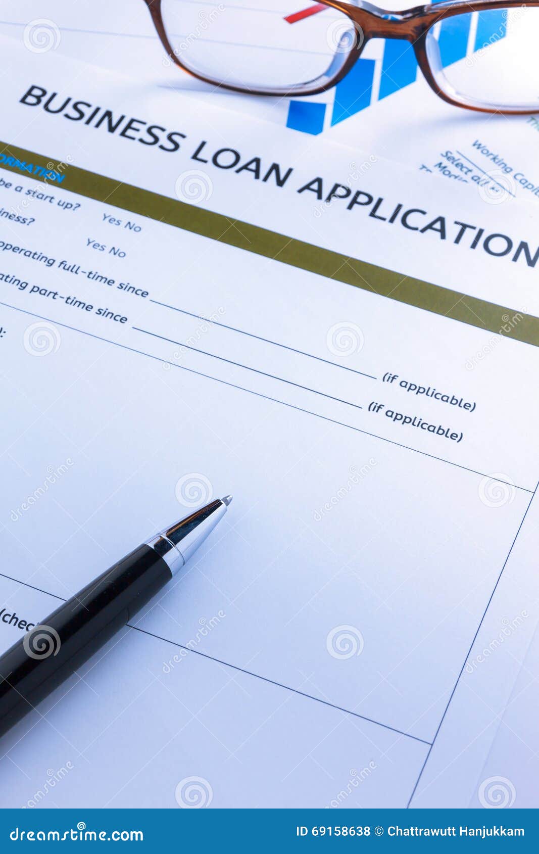 Selective Focus Pen,Business Loan Application Form,chart,glasses ...
