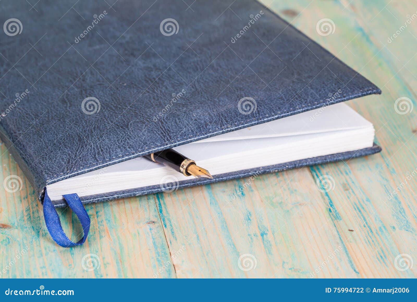 Selective Focus of the Pen on Opened Lined Diary Book Stock Photo ...