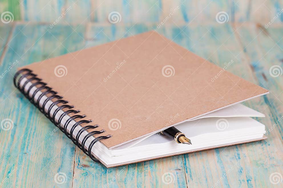 Selective Focus of the Pen on Opened Lined Diary Stock Image - Image of ...