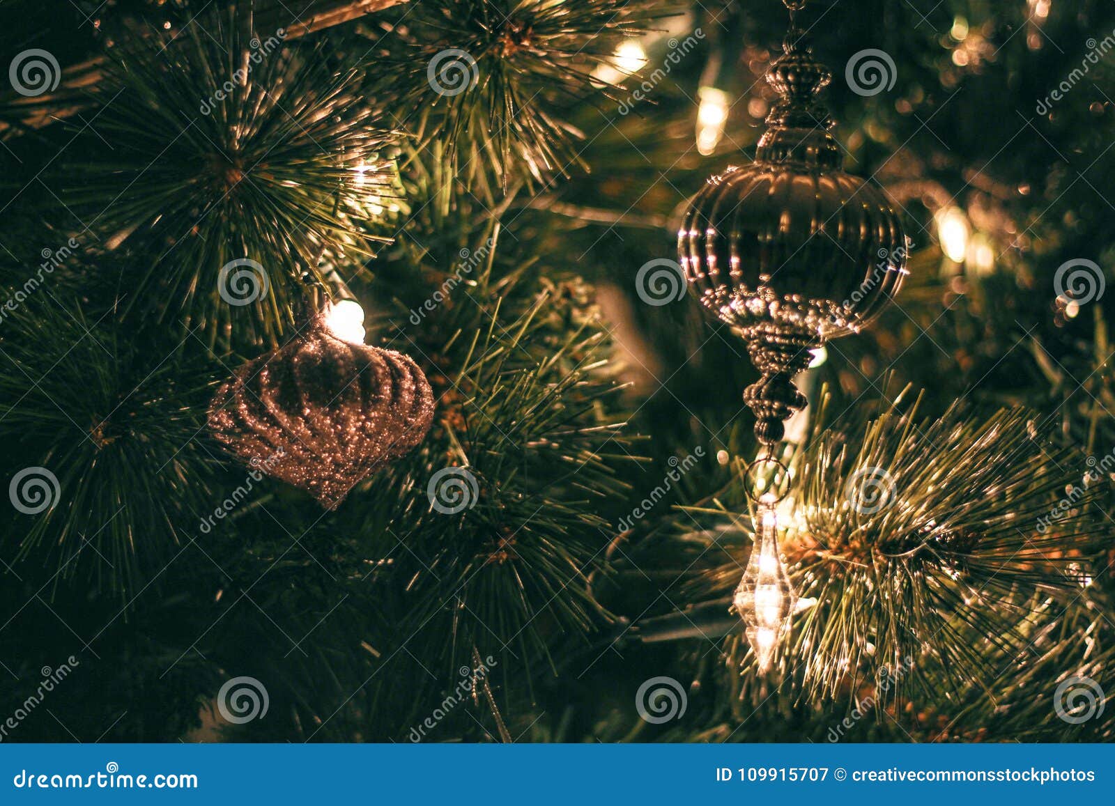 Selective Focus Photography Of Christmas Baubles With String Lights ...