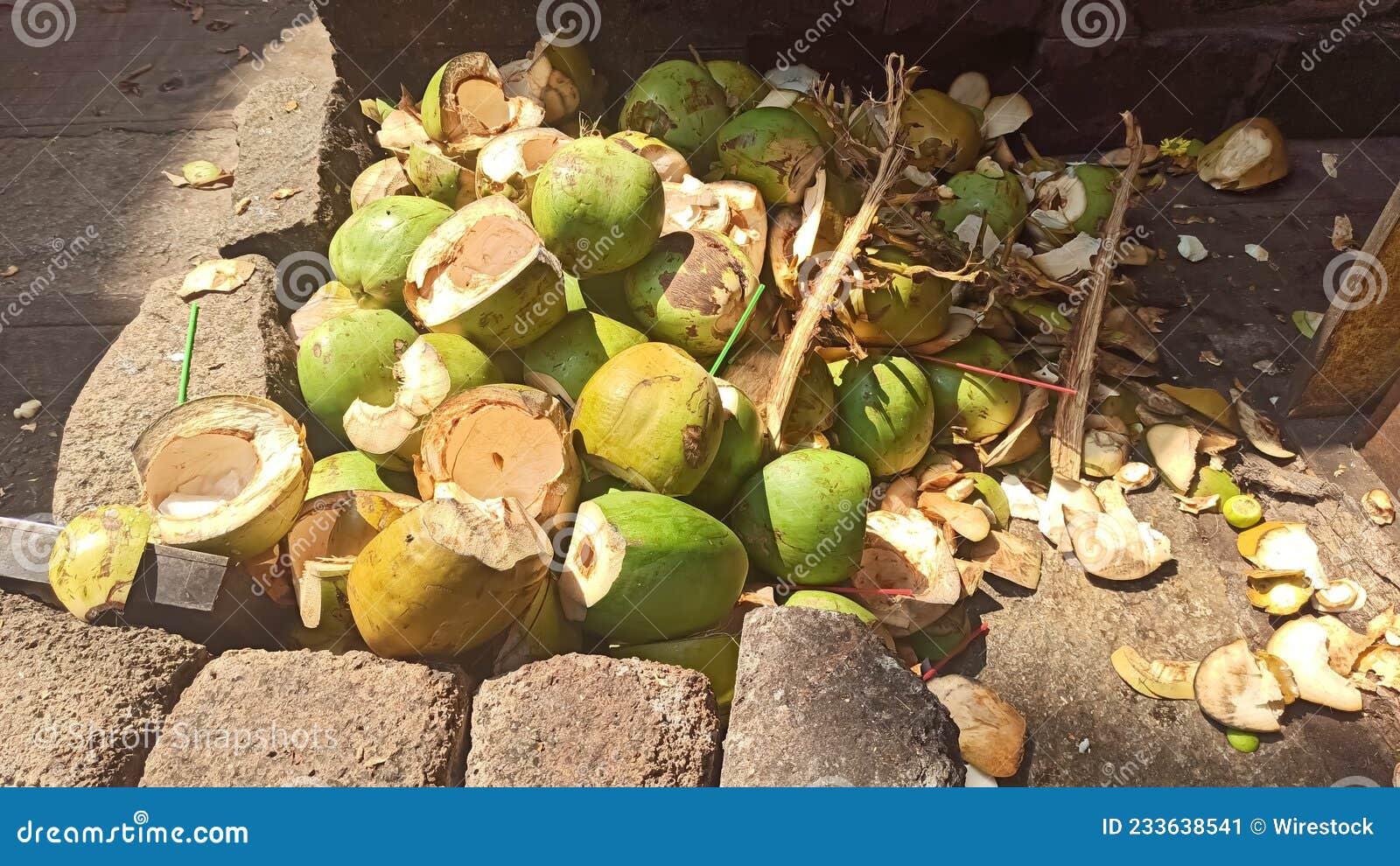 Selective Focus Picture of Green Tender Coconut Shell Thrown on Road ...