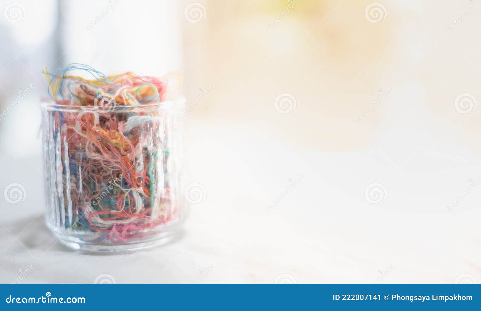 Selective Focus with the Pile of Messy Multicolor Threads Put on the ...