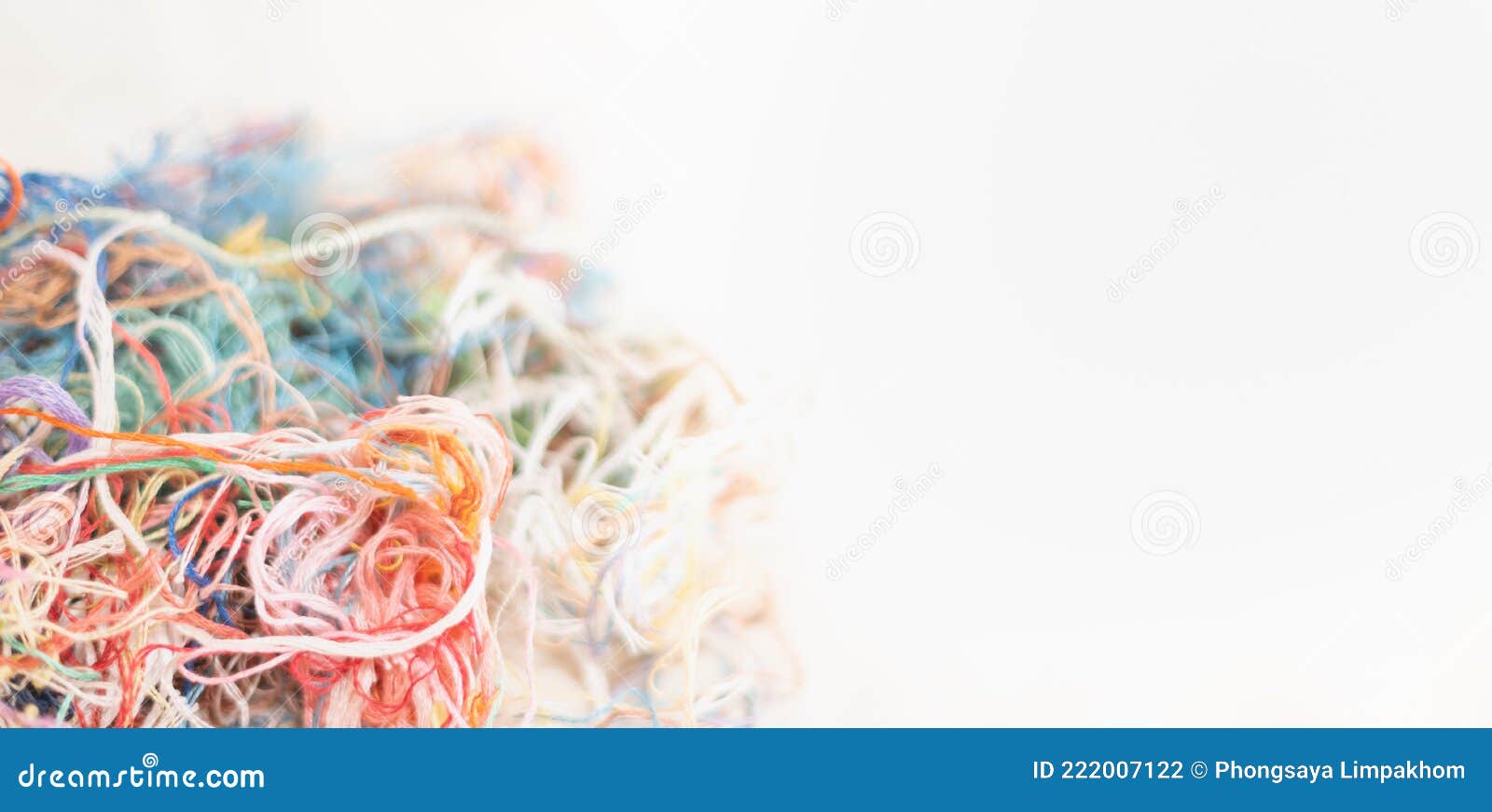 Selective Focus with the Pile of Messy Multicolor Threads Put on the ...