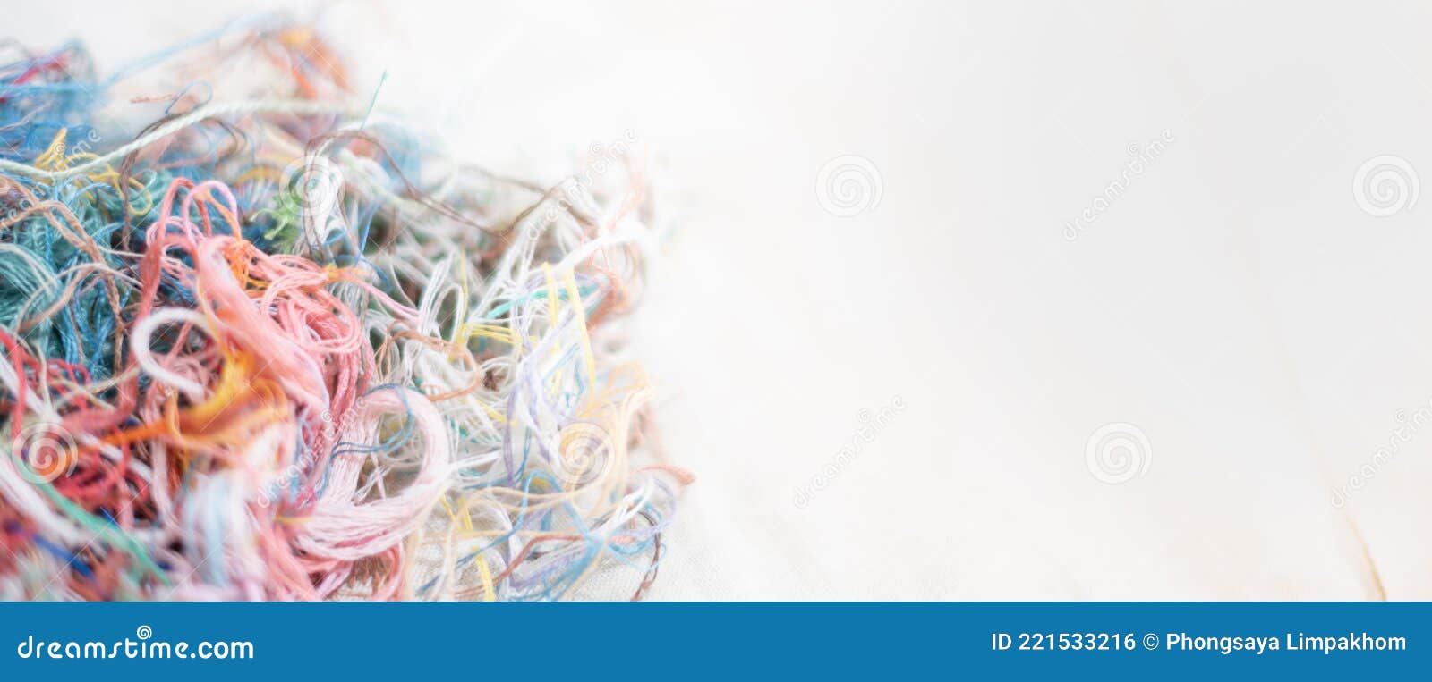 Selective Focus with the Pile of Messy Multicolor Threads Put on the ...