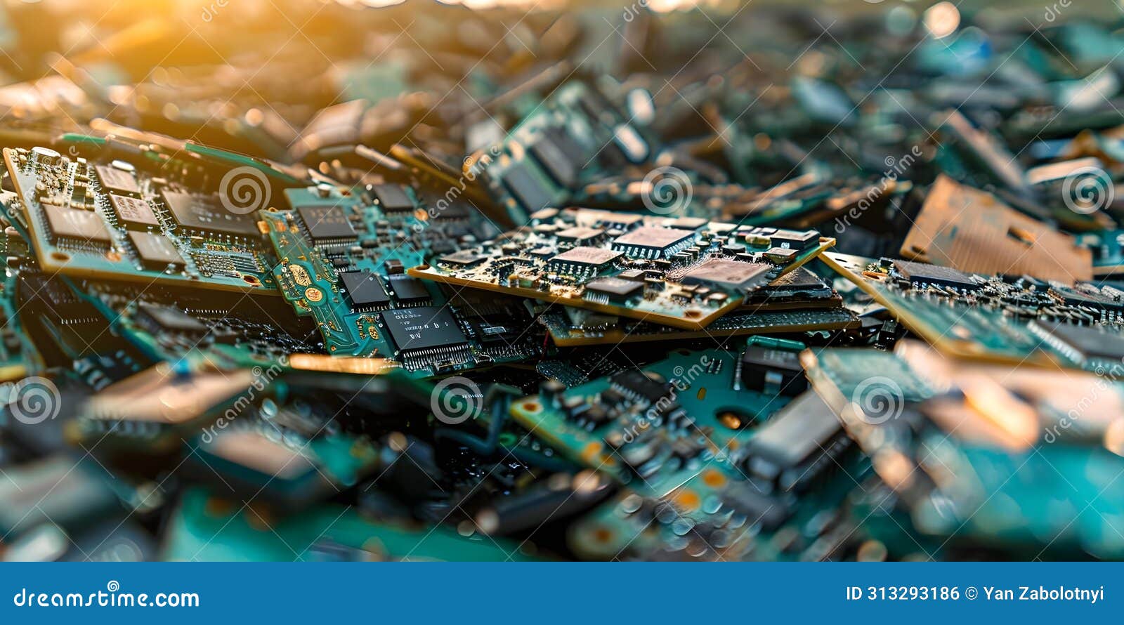 Selective Focus on a Pile of Printed Circuit Boards in a Scrap Yard for ...