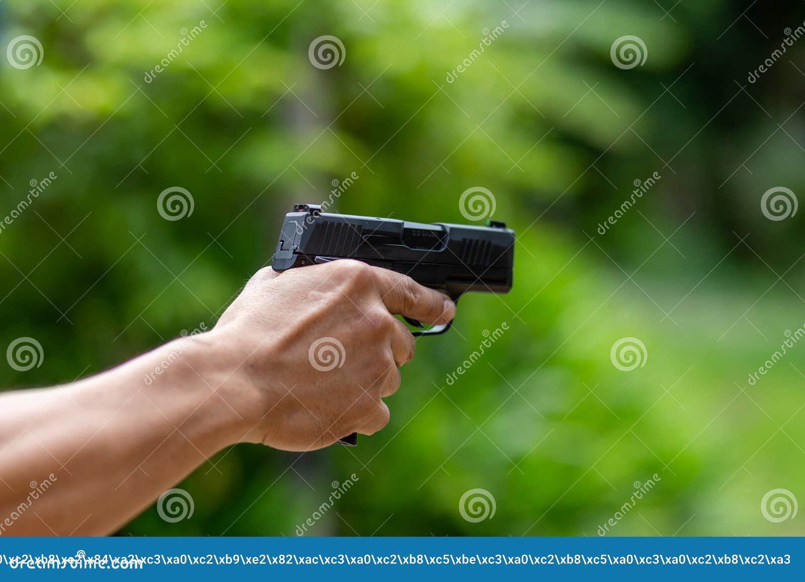 Selective Focus Pistol in Man S Hand Leaning Forward in Shooting Range ...