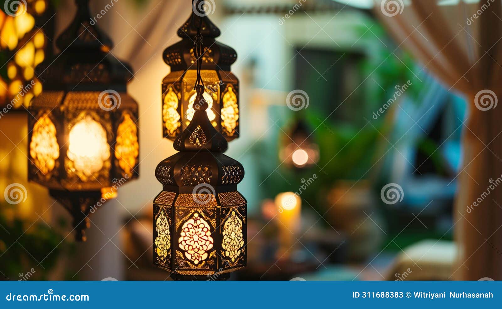 Selective Focus Point on Morocco Light Lantern Decoration in Living ...