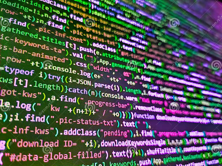 Selective Focus. Programmer Typing New Lines of HTML Code at Working Time. Programming Code ...