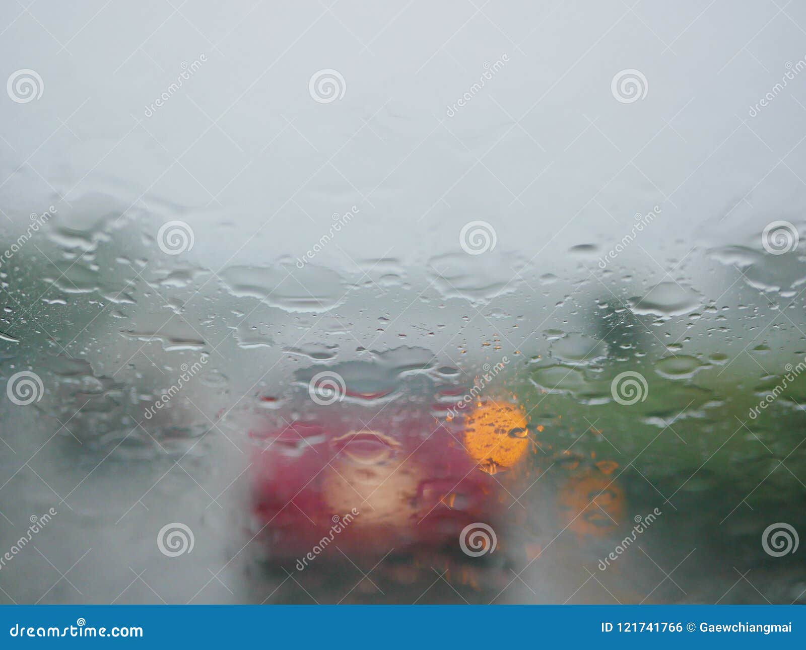 Selective Focus of Rain on Car Slanted Windshield Stock Photo - Image ...