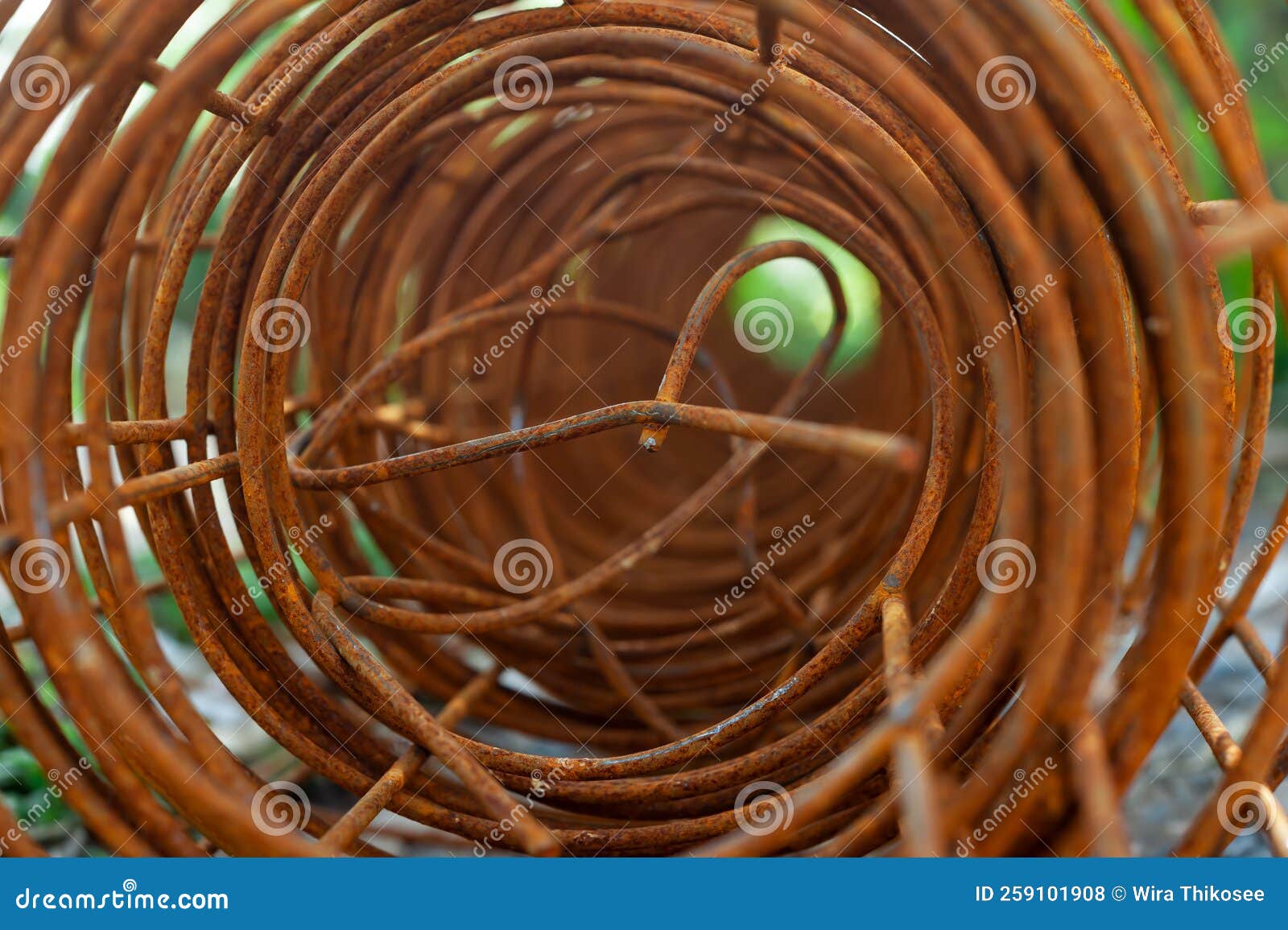 Selective Focus of Roll of Rusty Construction Rebar on Ground Stock ...