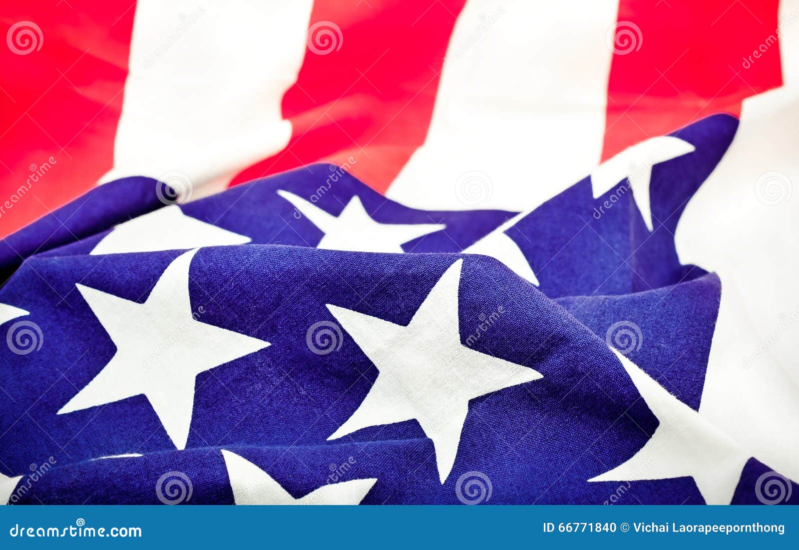 Selective Focus of Ruffled American Flag Stock Photo - Image of ...