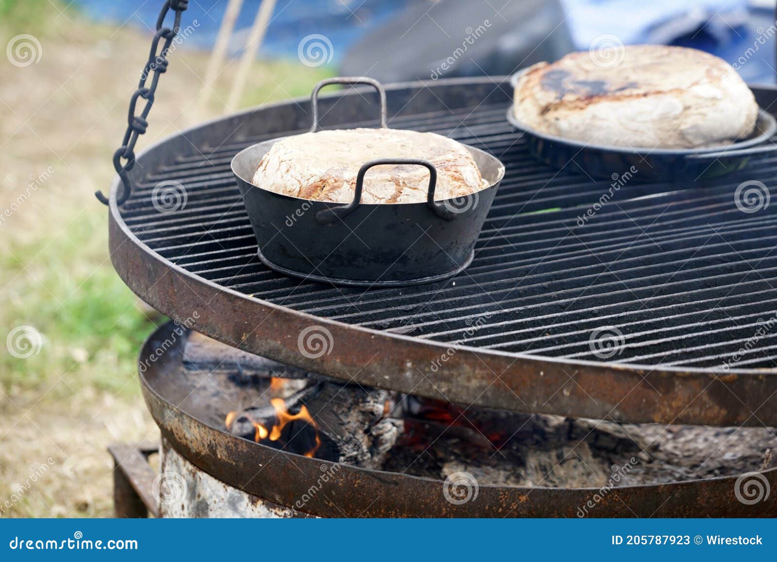 Selective Focus of a Rust Charcoal with Freshly Baked Bread Stock Image ...