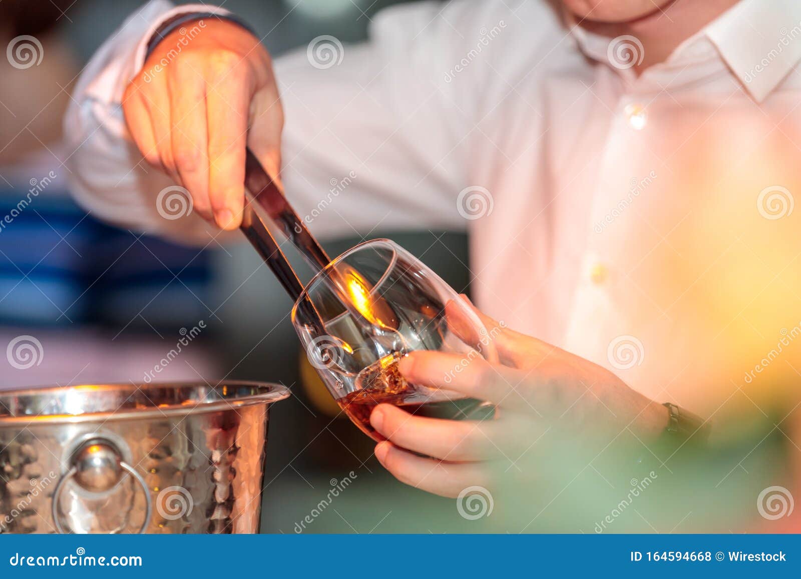 Selective Focus Shot of a Barista Making an Alcoholic Drink during a ...