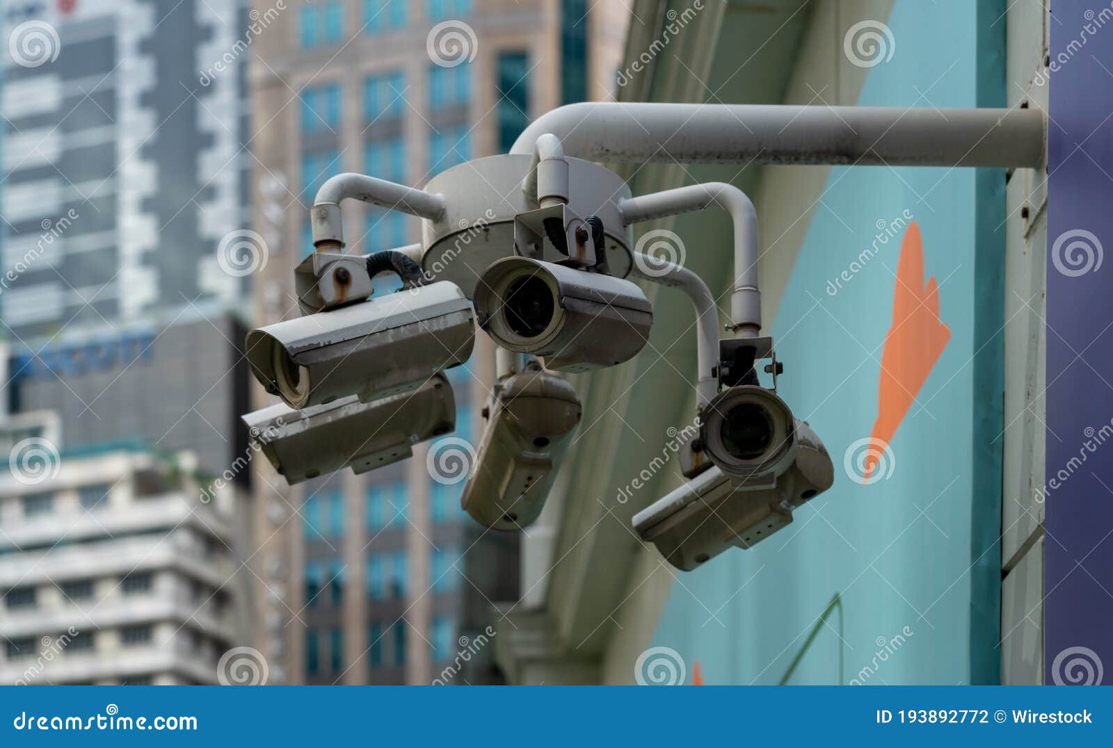 Selective Focus Shot of CCTV Cameras in Singapore CBD Stock Photo ...