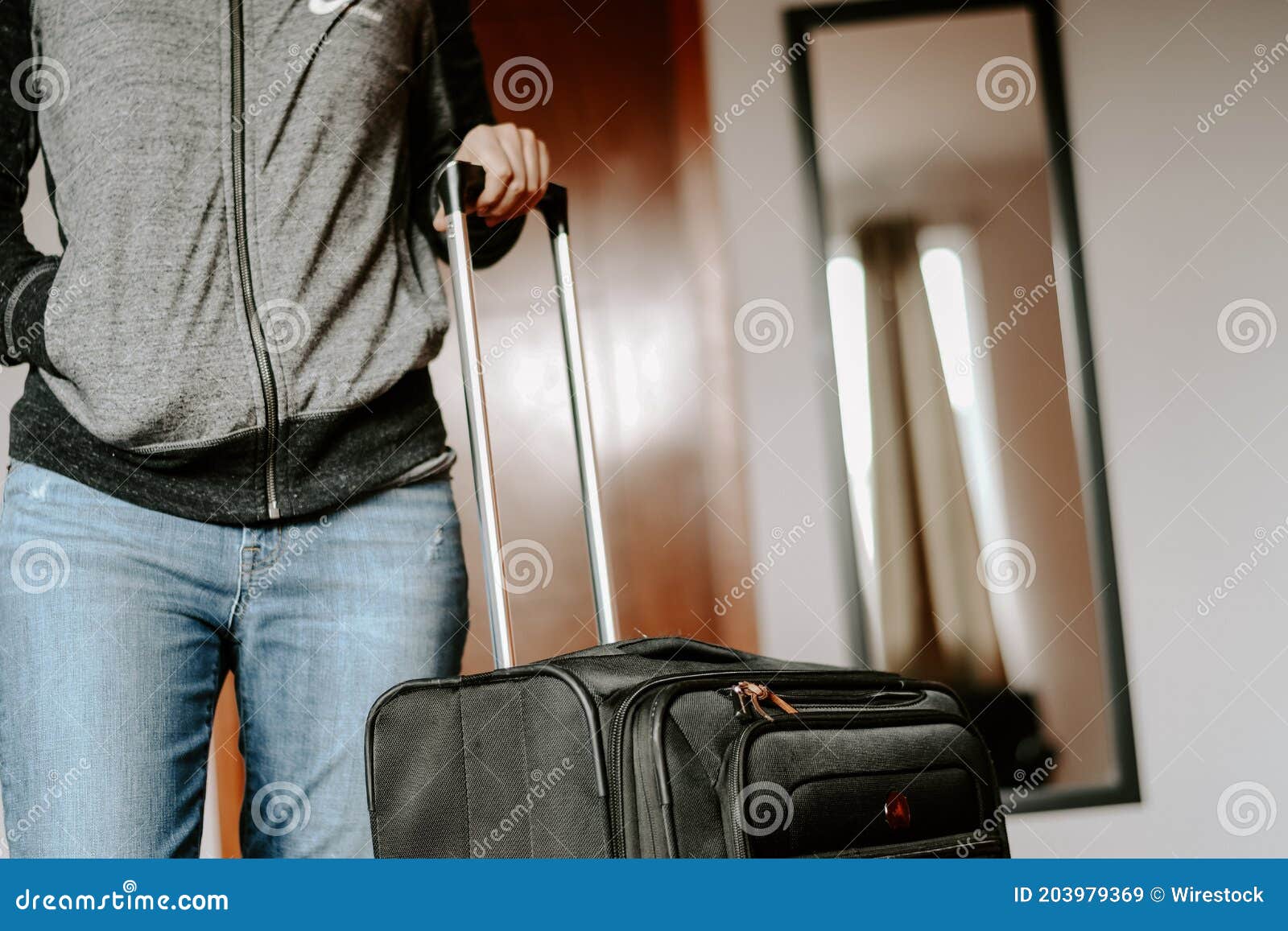 Selective Focus Shot of a Female with a Black Suitcase Stock Image ...