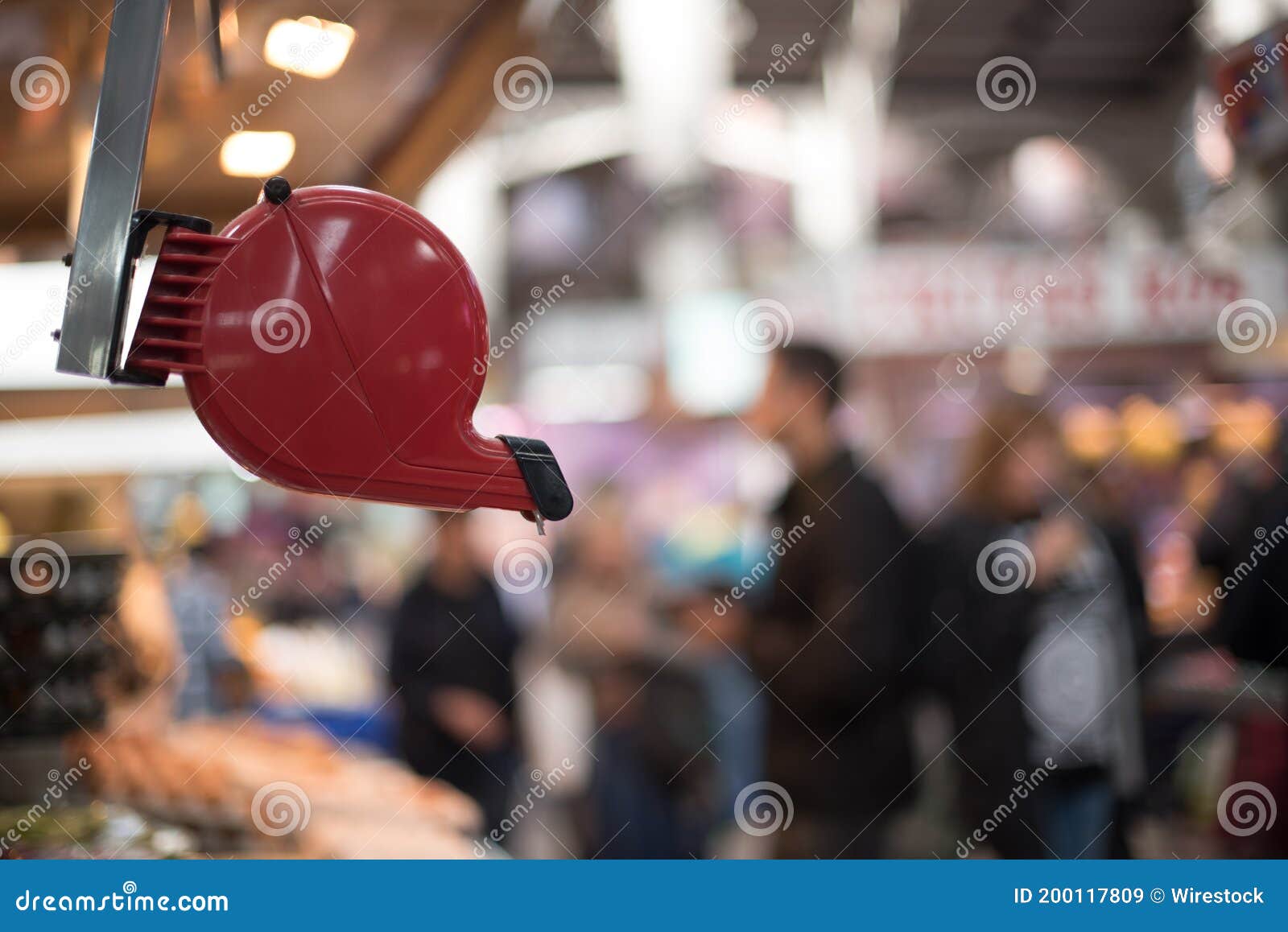 Selective Focus Shot of a Red Ticket Dispenser Stock Image - Image of ...