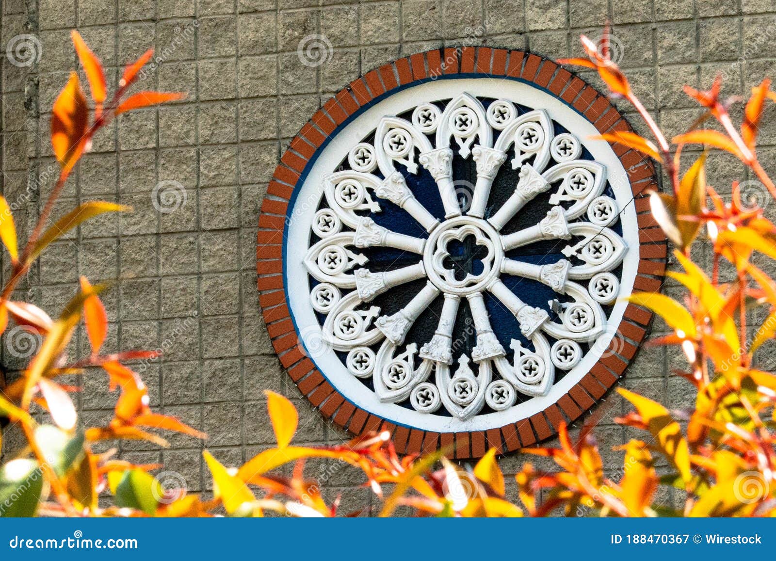 Selective Focus Shot of a Round Decorative Window Stock Image - Image ...