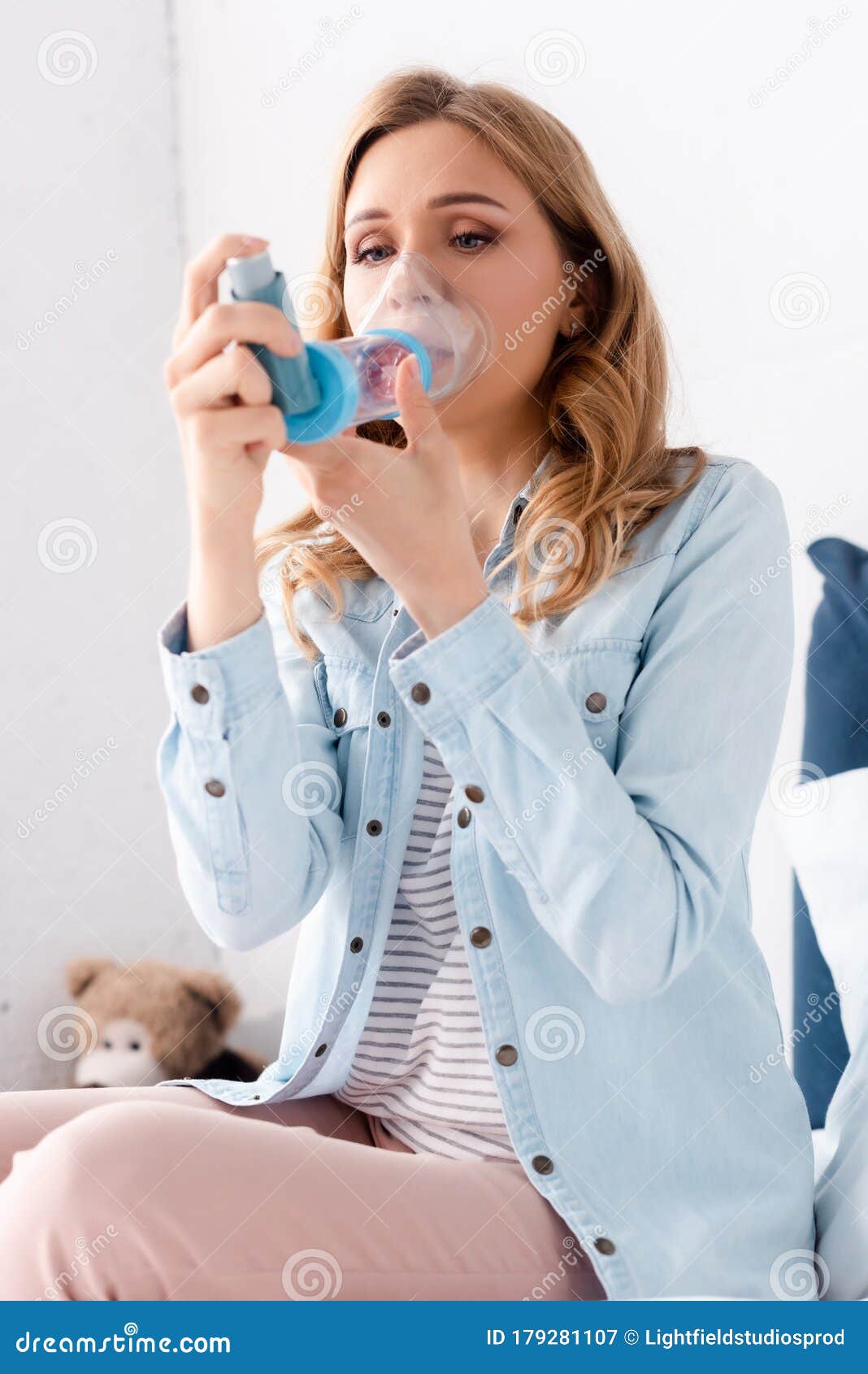Focus of Sick Woman with Asthma Stock Image - Image of sick, woman ...