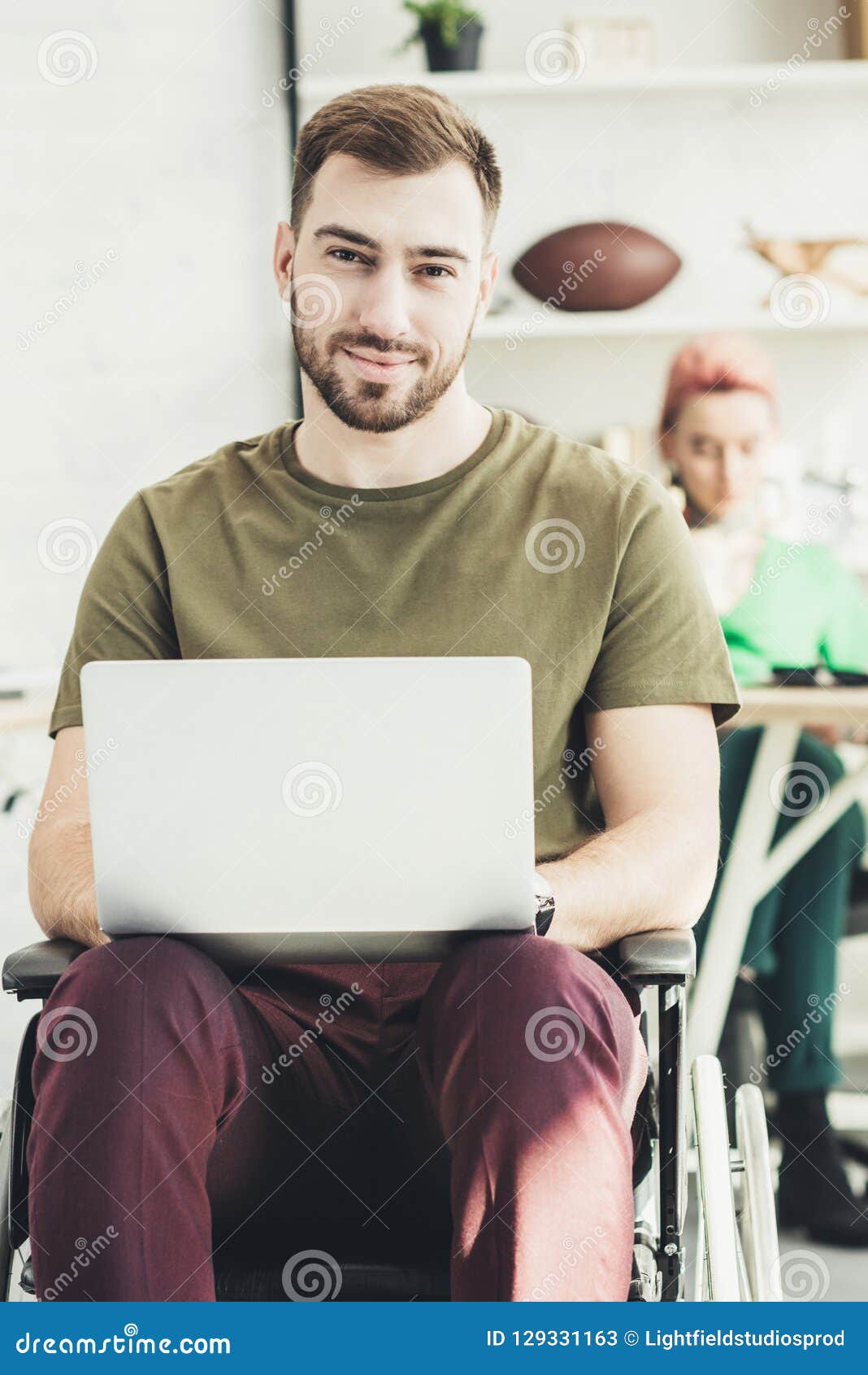 Selective Focus of Smiling Disabled Man Stock Image - Image of casual ...