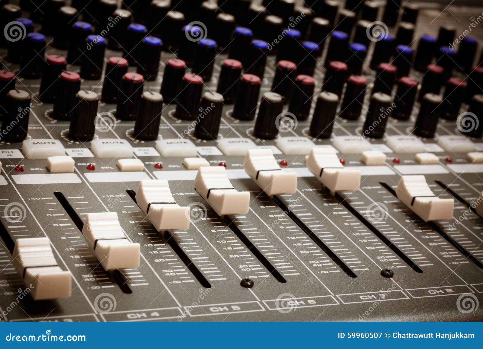 Selective Focus Sound Mixer Background. Stock Image - Image of audio ...