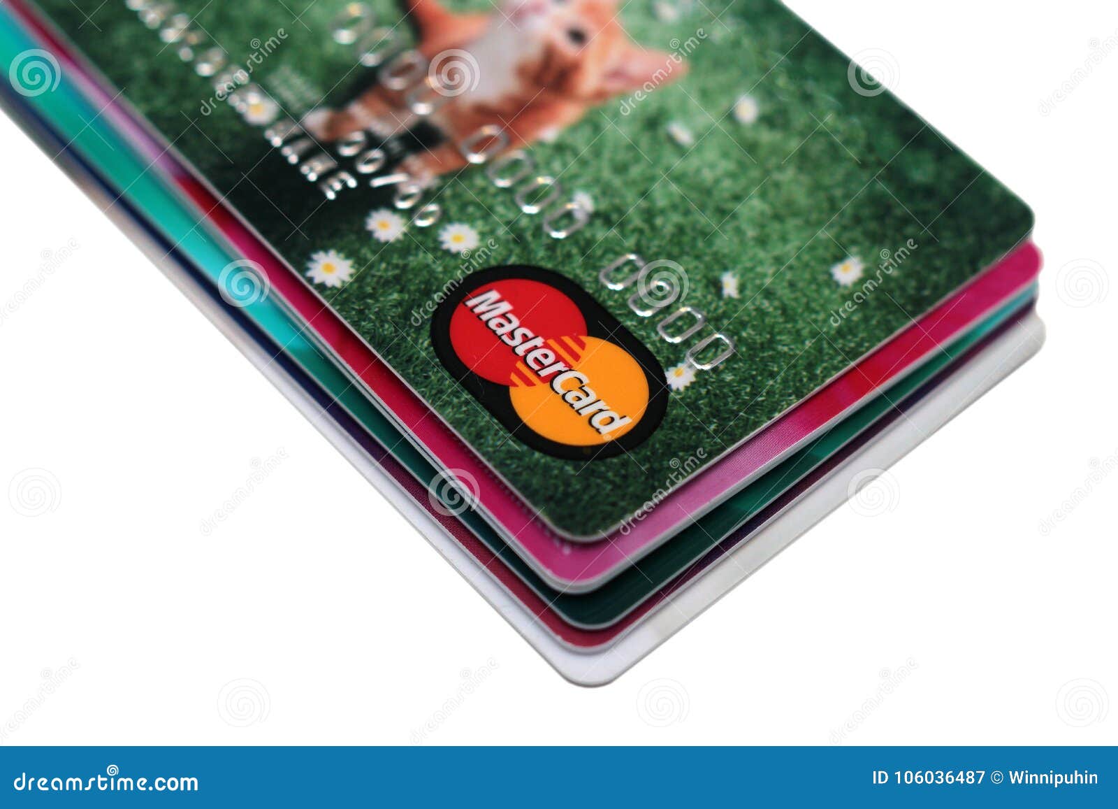 Selective Focus, Stack of Credit Card and Debit Card on White ...