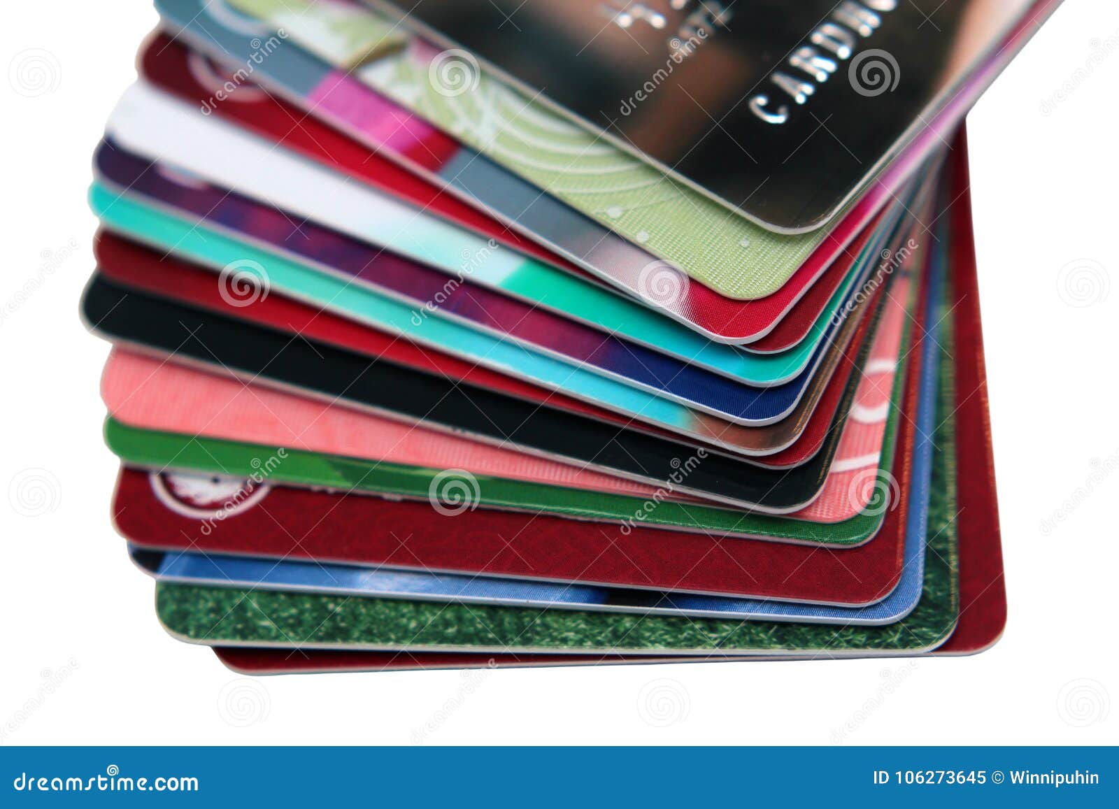 Selective Focus, Stack of Credit Card and Debit Card on White ...