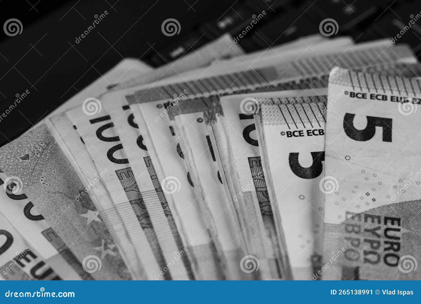 Selective Focus on Stack of EURO Money. Euro Banknotes Isolated Stock ...