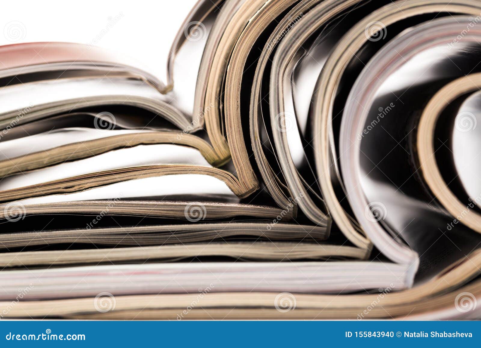 Selective Focus of the Stacking Magazine Place on White Background ...