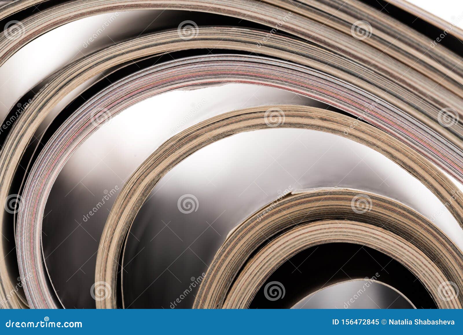 Selective Focus of the Stacking Magazine Place on White Background ...