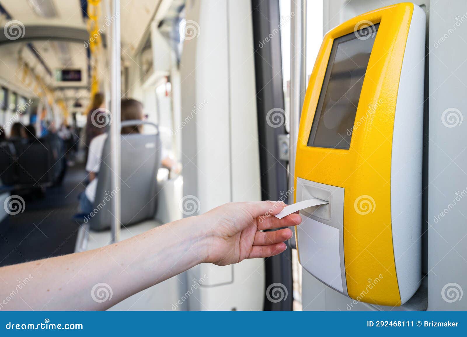Selective Focus on Student Hand Inserting Paper Ticket in Validator ...