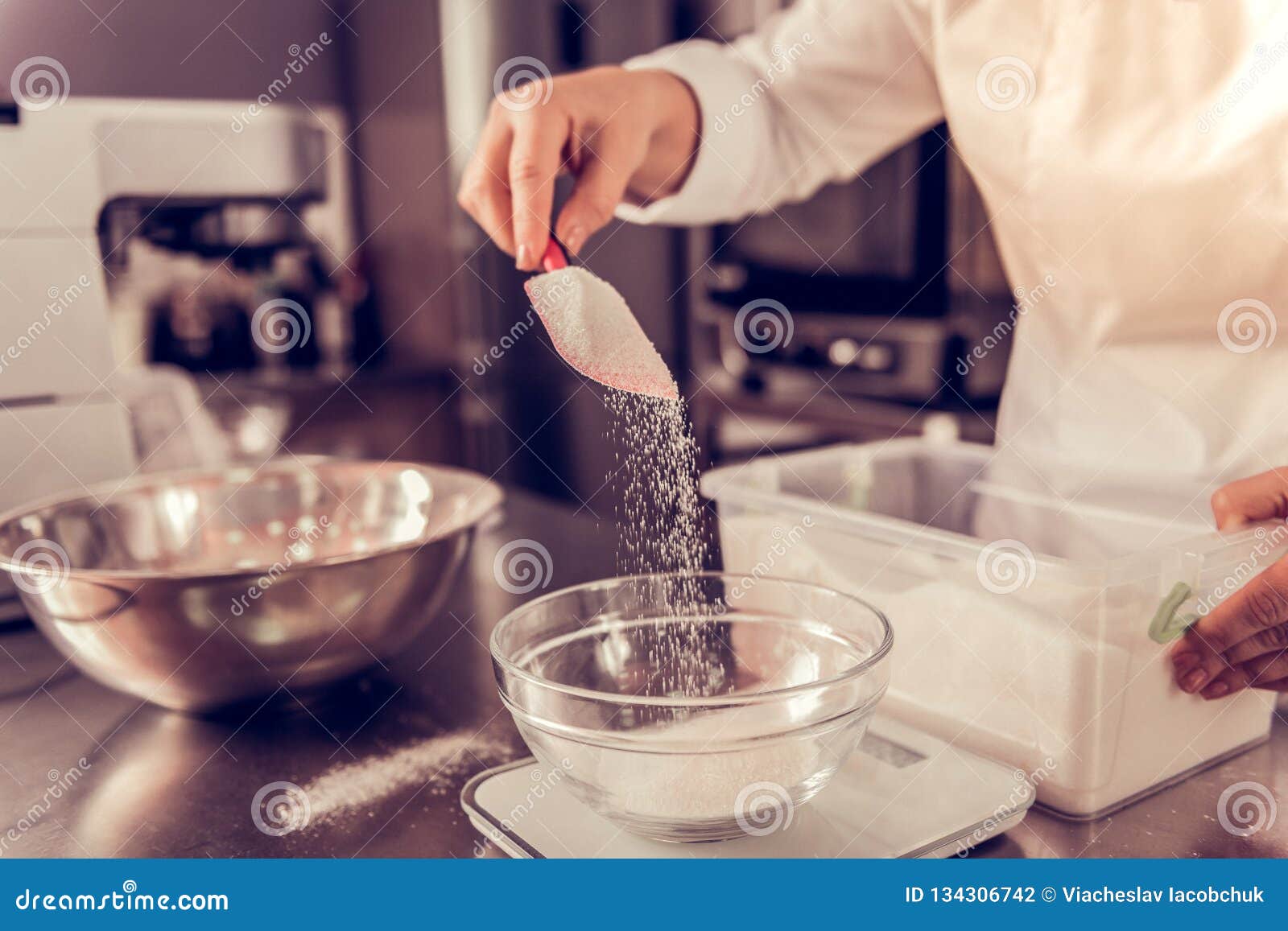 Selective Focus of Sugar Being Aged To the Bowl Stock Photo - Image of ...