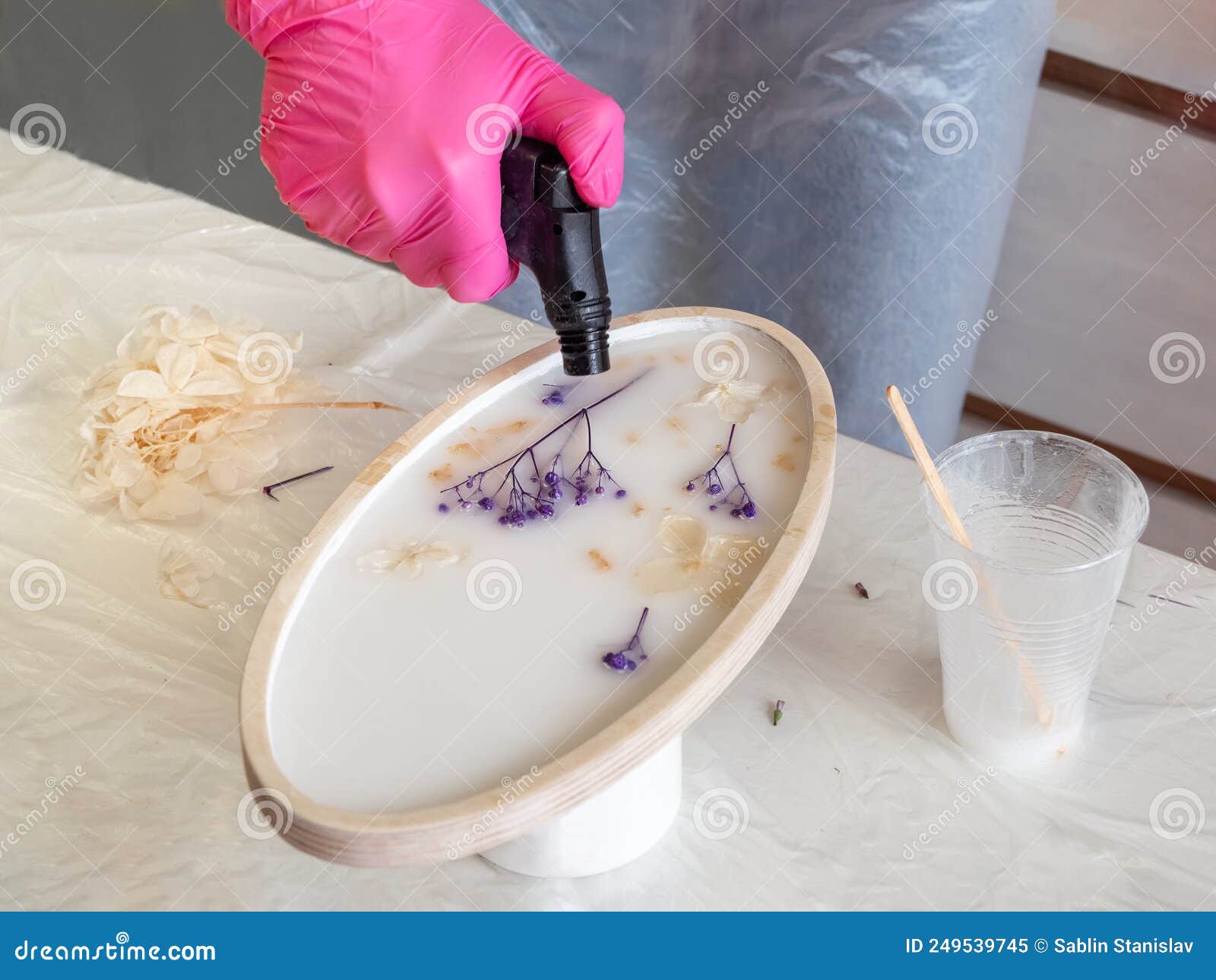 Surface Drying. Technology Process of Creating a Painting in Style ...