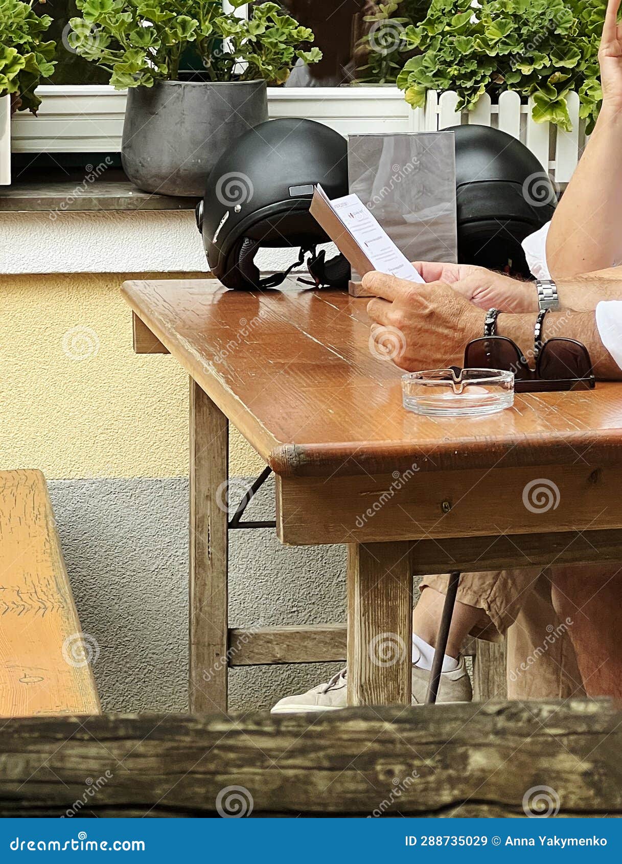 Selective Focus on Table and Hands of Man Holding Menu Stock Image ...