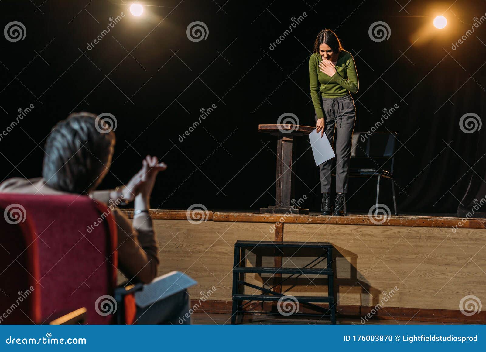 Theater Director and Bowing Actress on Stock Photo - Image of caucasian ...