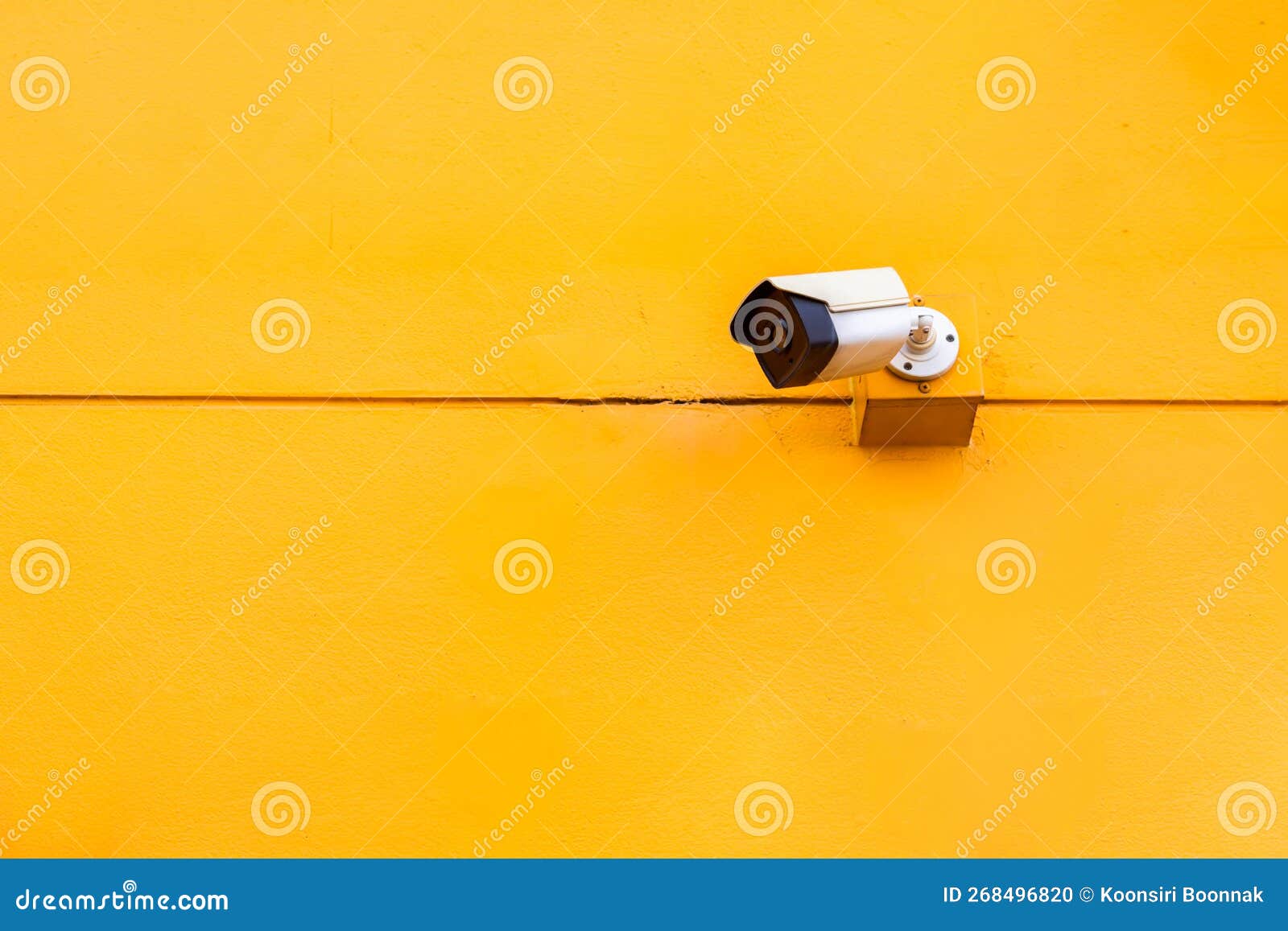 Selective Focus To CCTV Camera with Yellow Wall Stock Photo - Image of ...