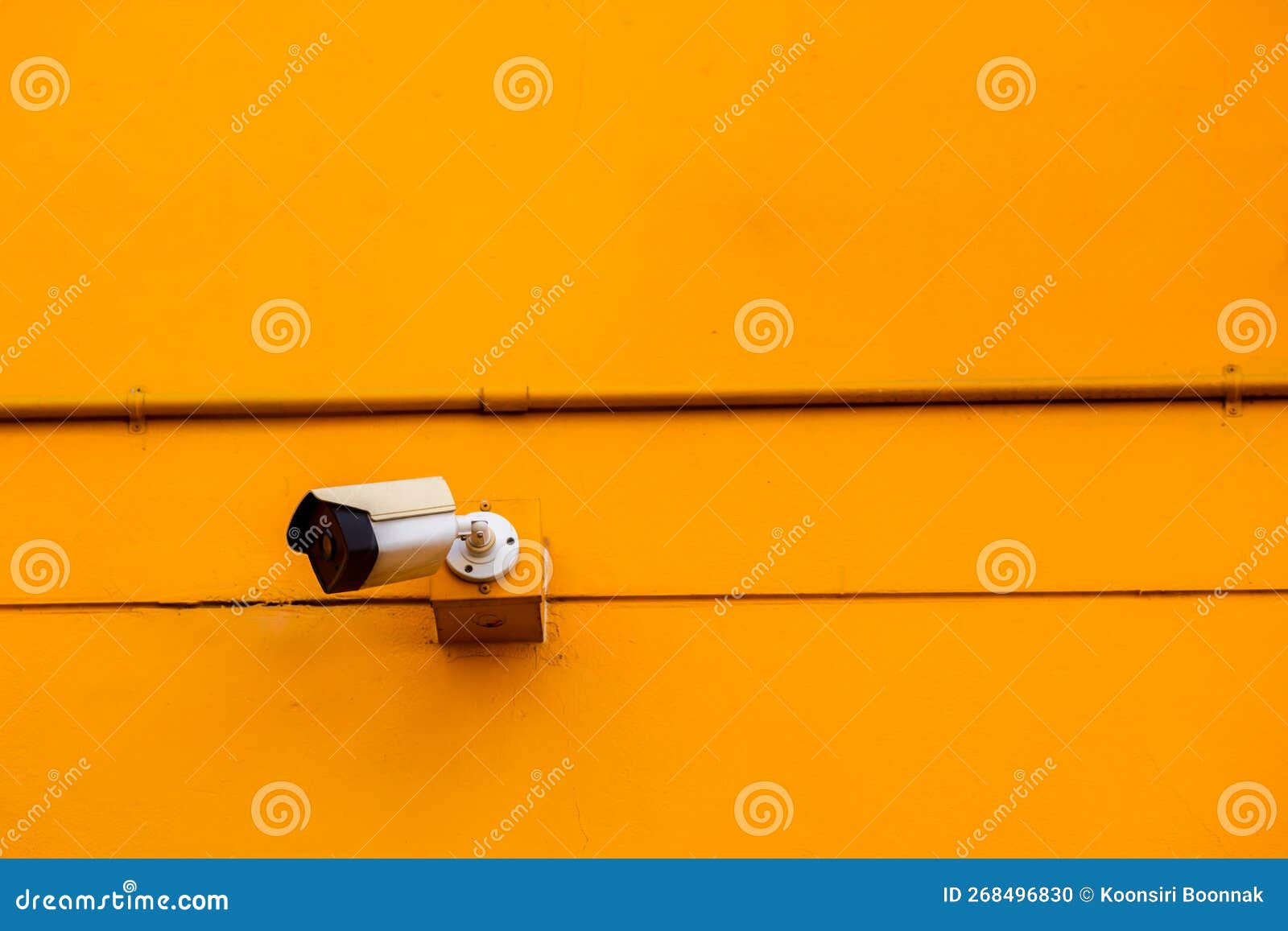 Selective Focus To CCTV Camera with Yellow Wall Stock Photo - Image of ...