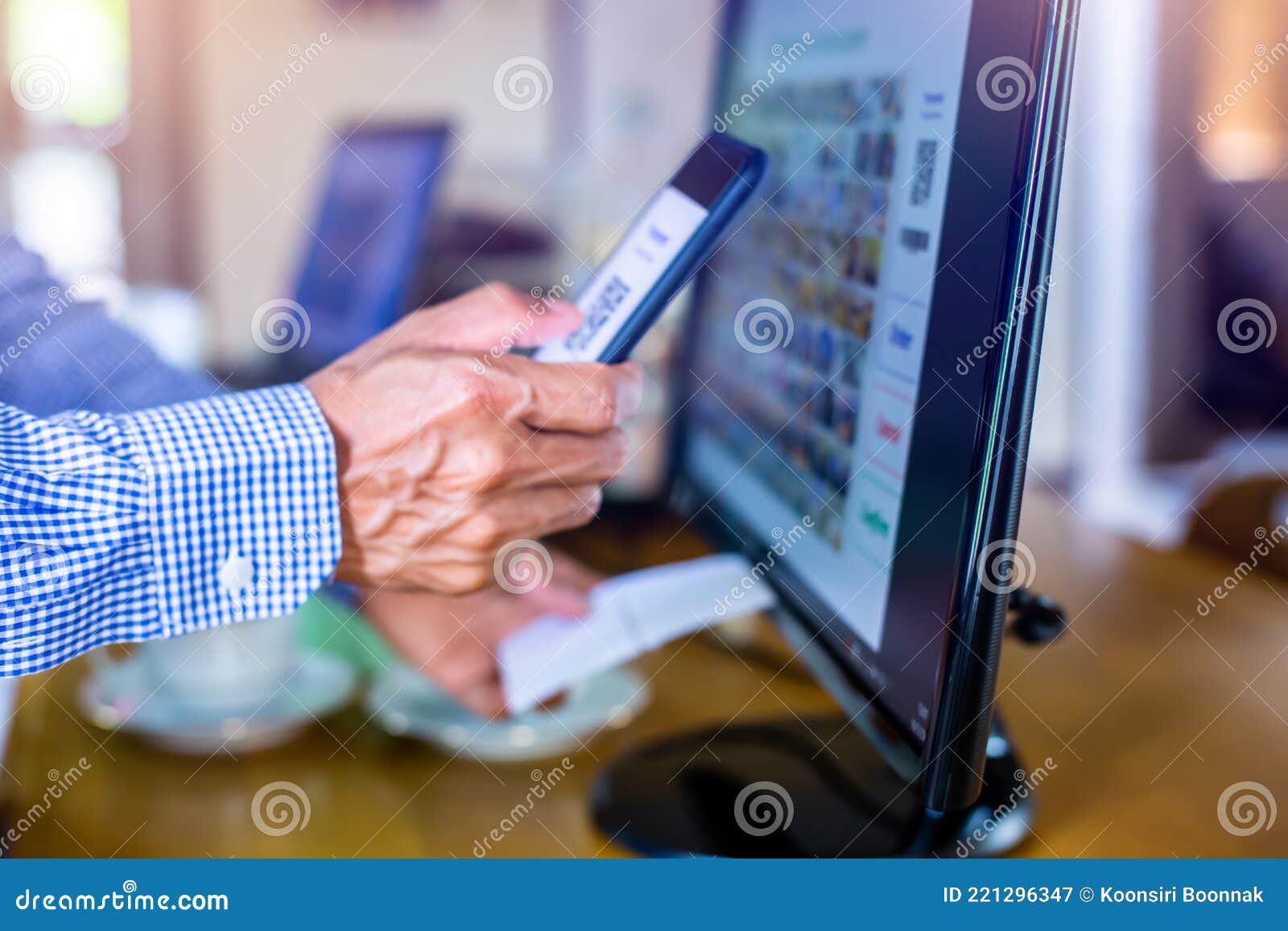 Selective Focus To Customer Scan QR Code To Payment and Printing ...