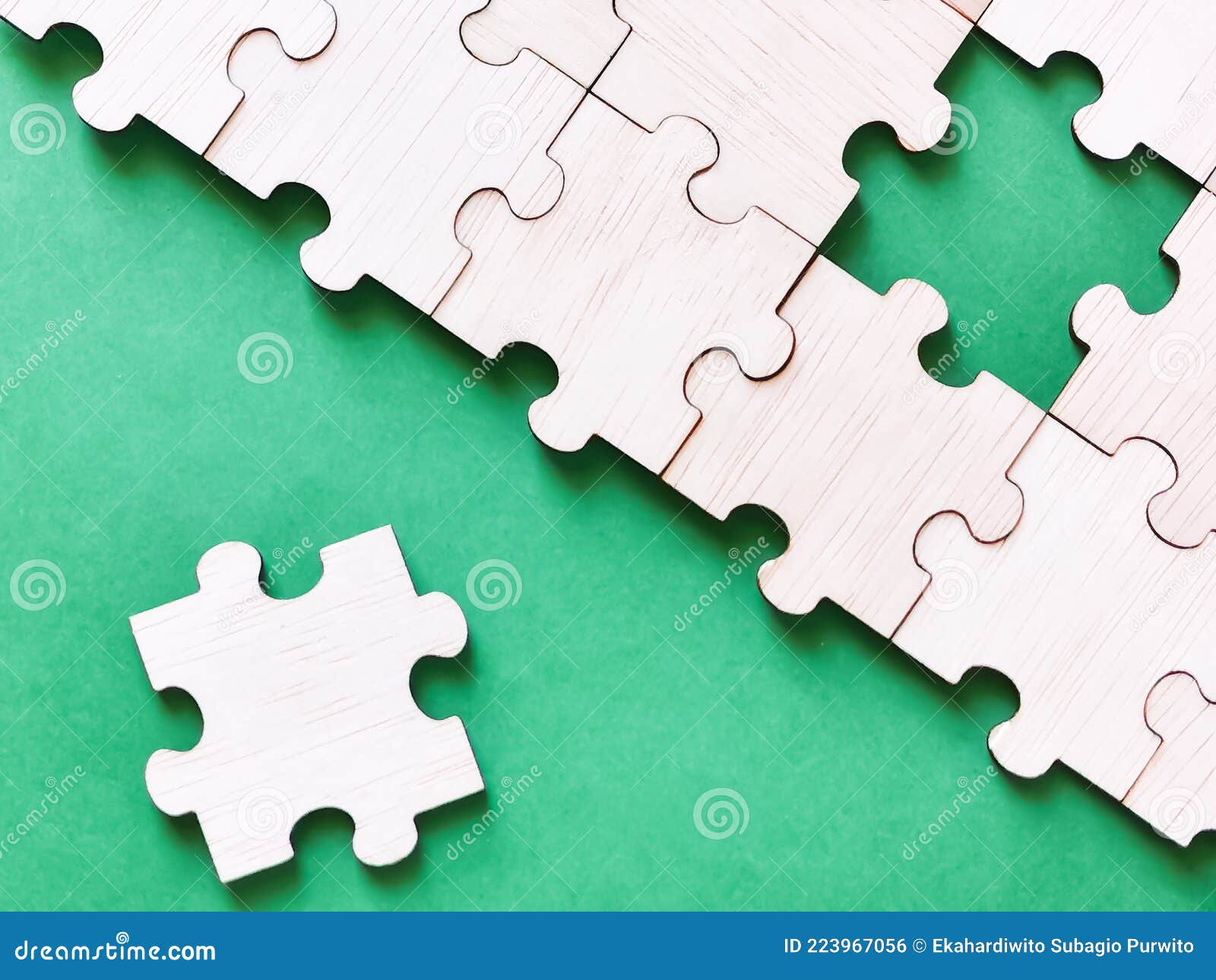 Top View Jigsaw Puzzle Isolated on Green Background. Stock Photo ...