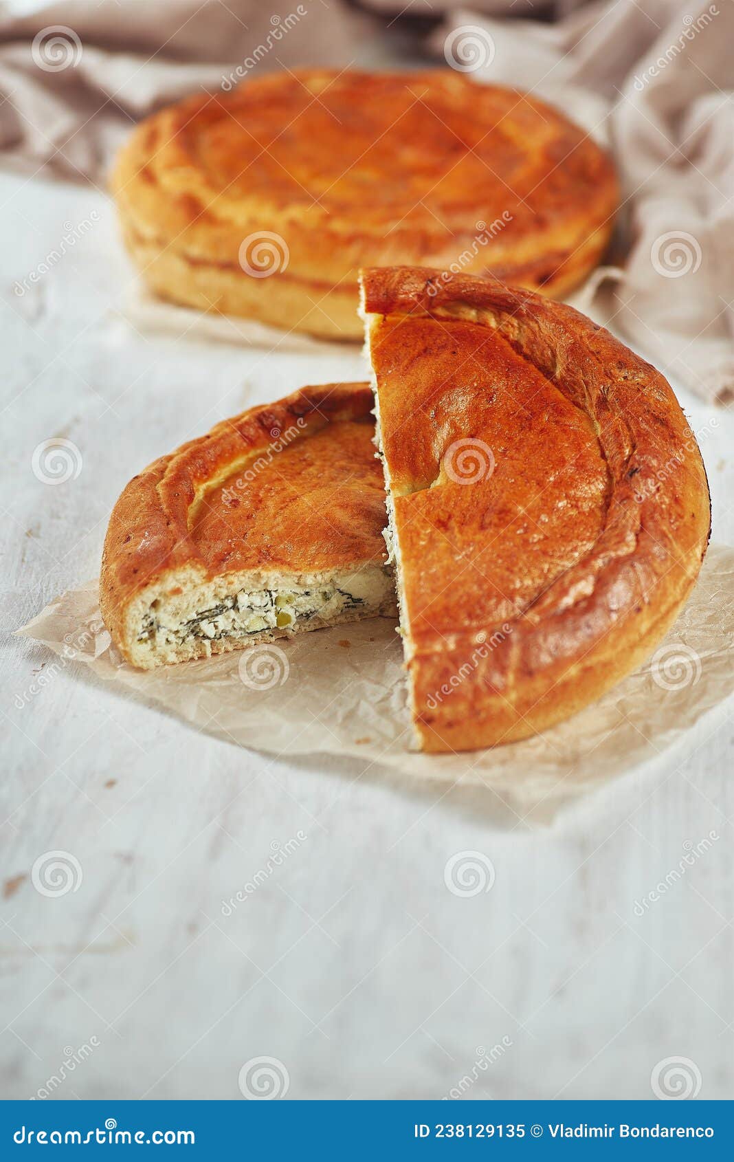 Selective Focus Traditional Meat Closed Pie on the Table. Stock Image ...