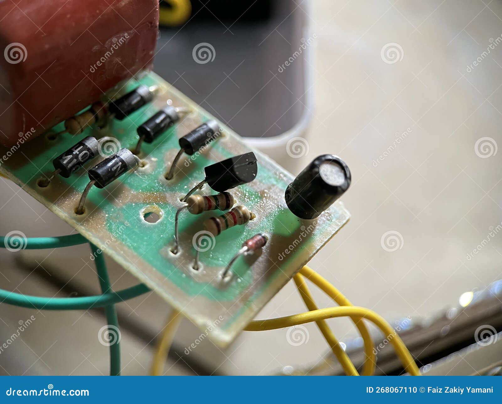 Electronic Circuit with Cable and Resistor on Blurred Background Stock ...