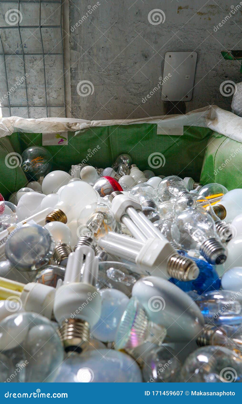 Selective Focus View of Large Recycling Bin Filled with Many Different ...