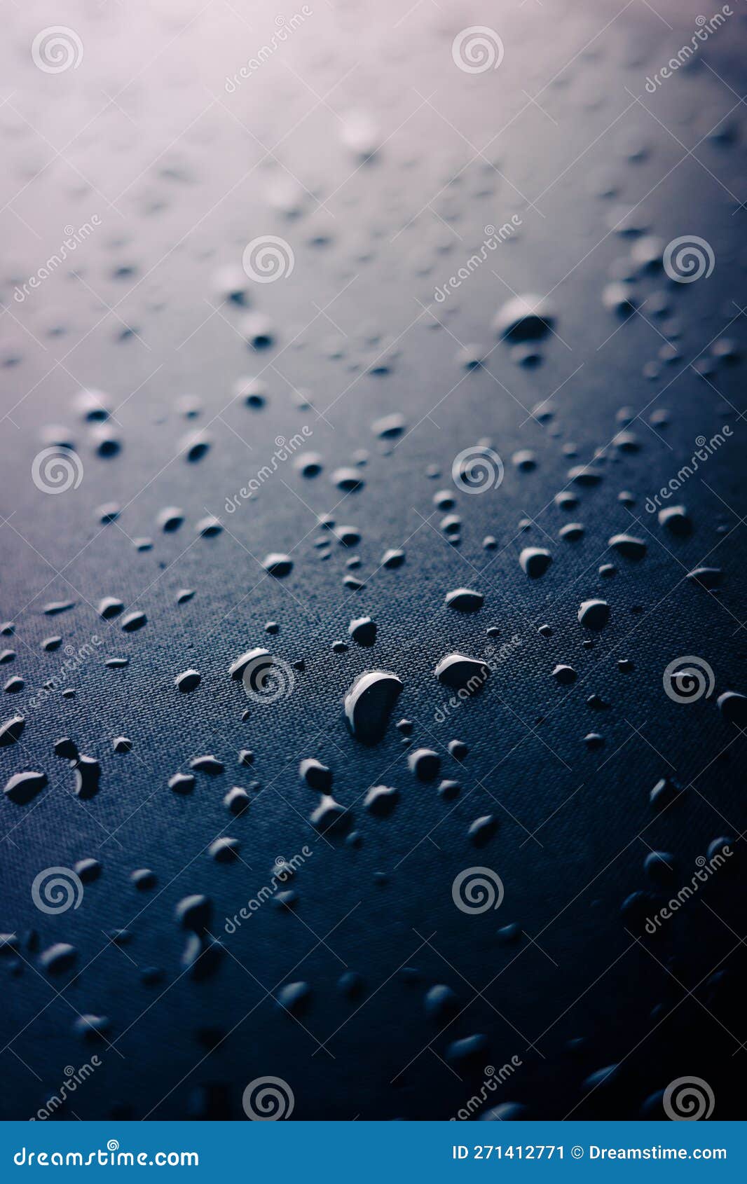 Selective Focus on Water Drops on Slippy Surface of Black Synthetic ...