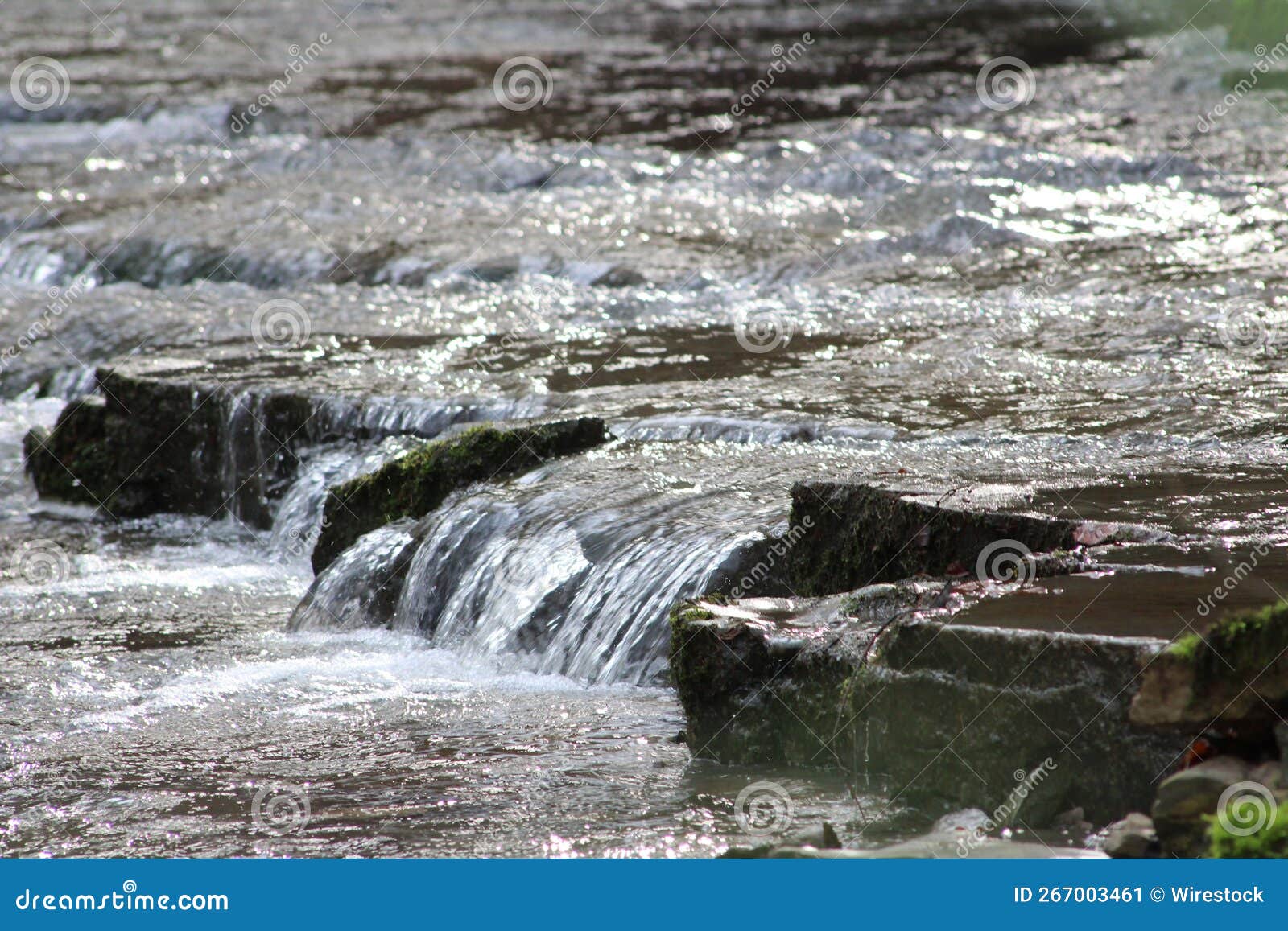 Selective Focus of a Water Flowing Over a Stone Cascade, with a ...