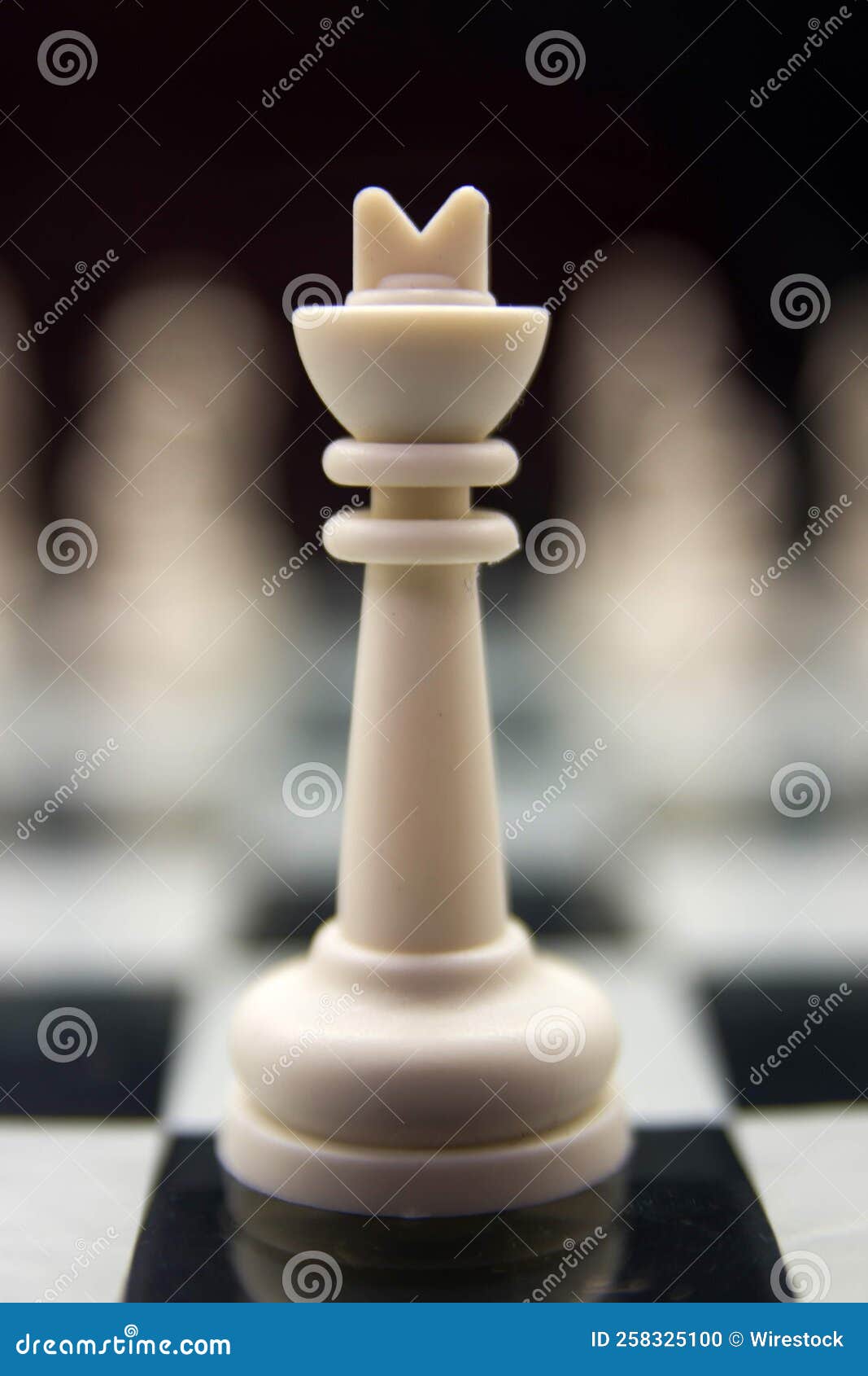 Selective Focus on the White Queen Chess Piece. Stock Photo - Image of ...