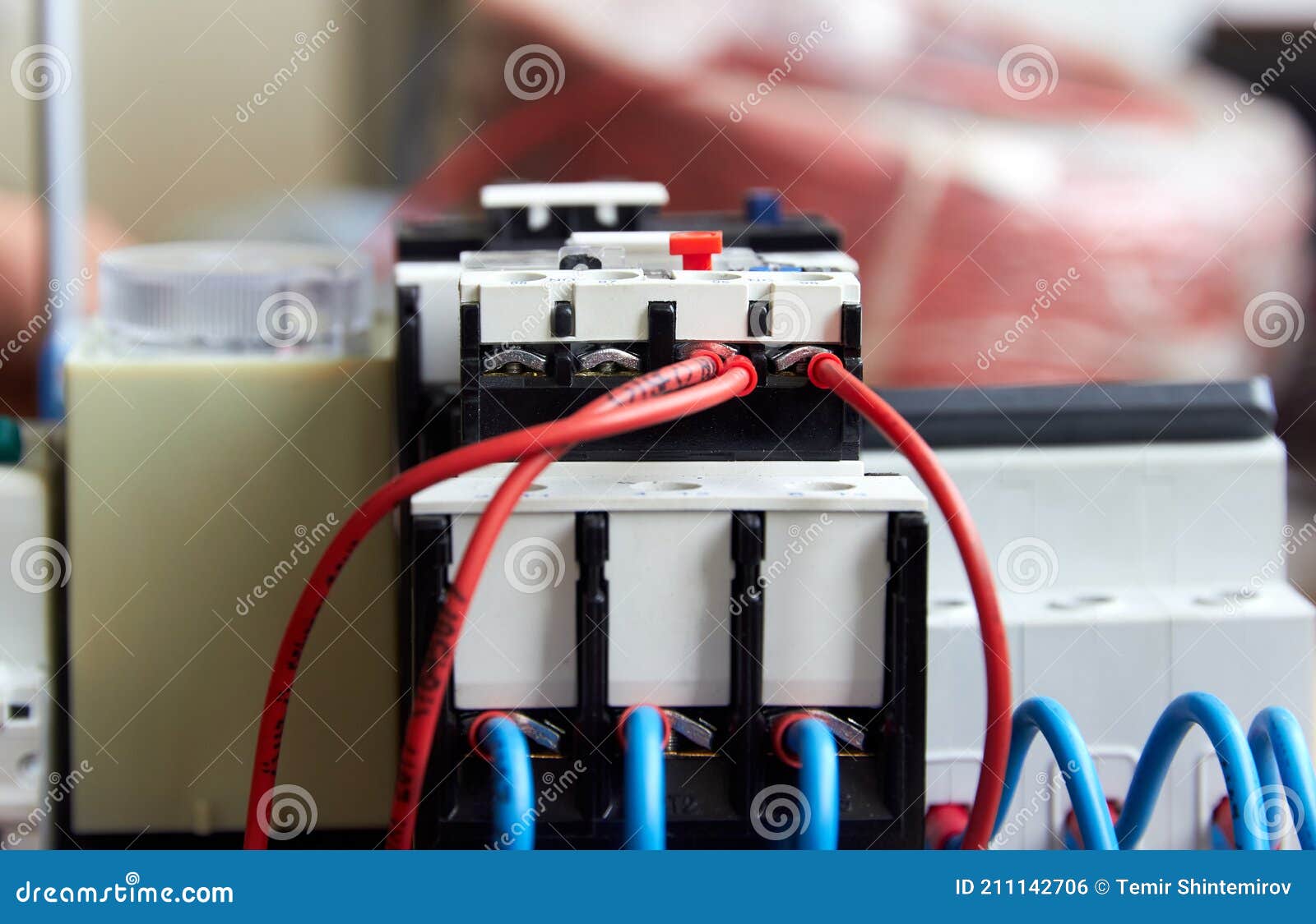 Selective Focus of Wired Electrical Contactor Installed on the Contact ...