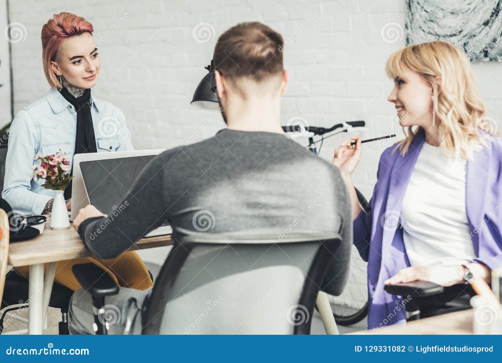 Selective Focus of Young Creative Workers Working on New Idea Stock ...