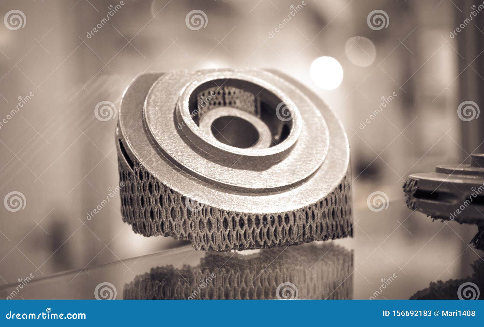 Selective Laser Melting. Object Printed on Metal 3d Printer Close-up ...