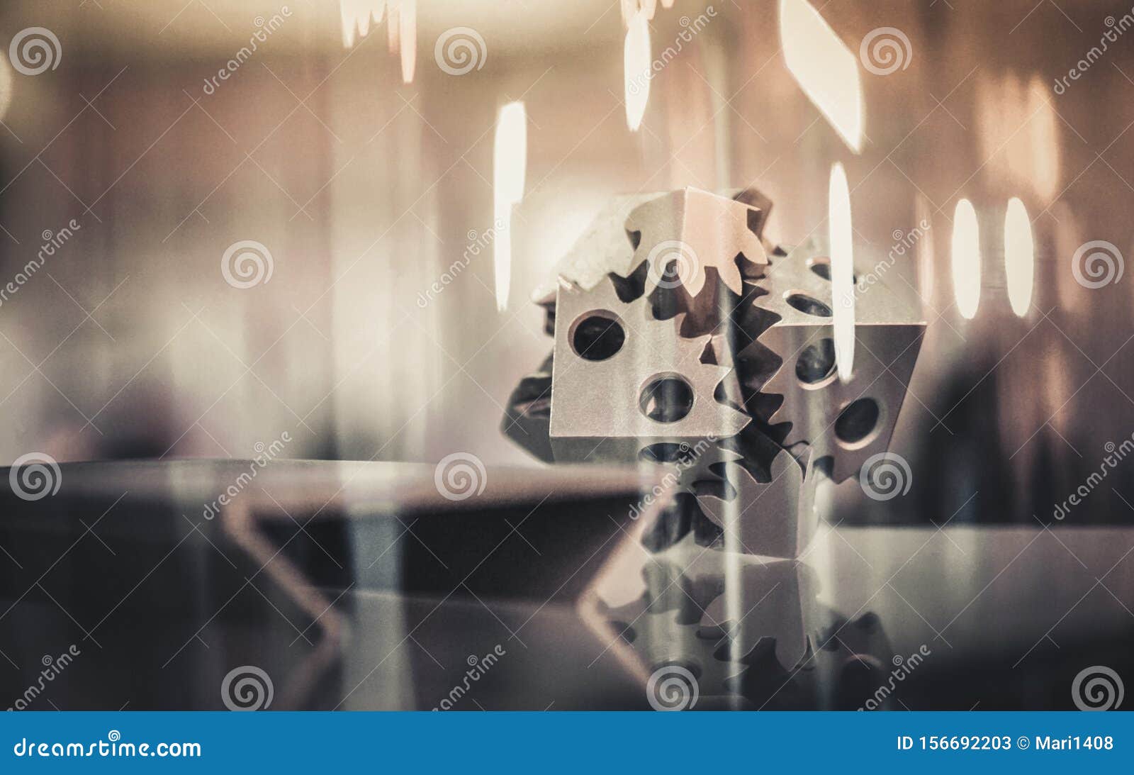 Selective Laser Melting. Object Printed on Metal 3d Printer Close-up ...